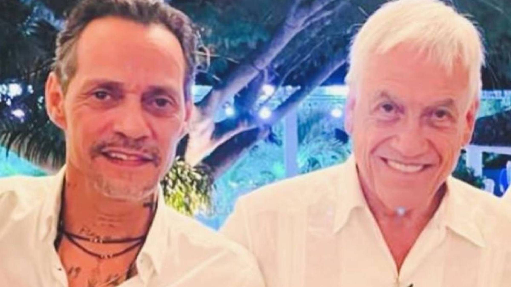 Sebastián Piñera pasó el Año Nuevo abrazado de Marc Anthony
