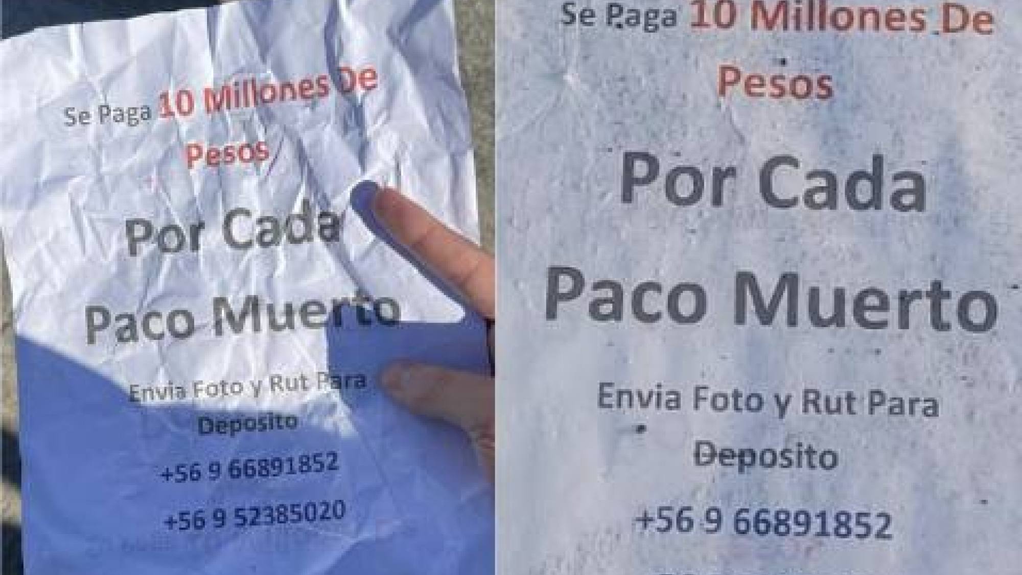 Ofrecen recompensa de $10 millones por "cada paco muerto"